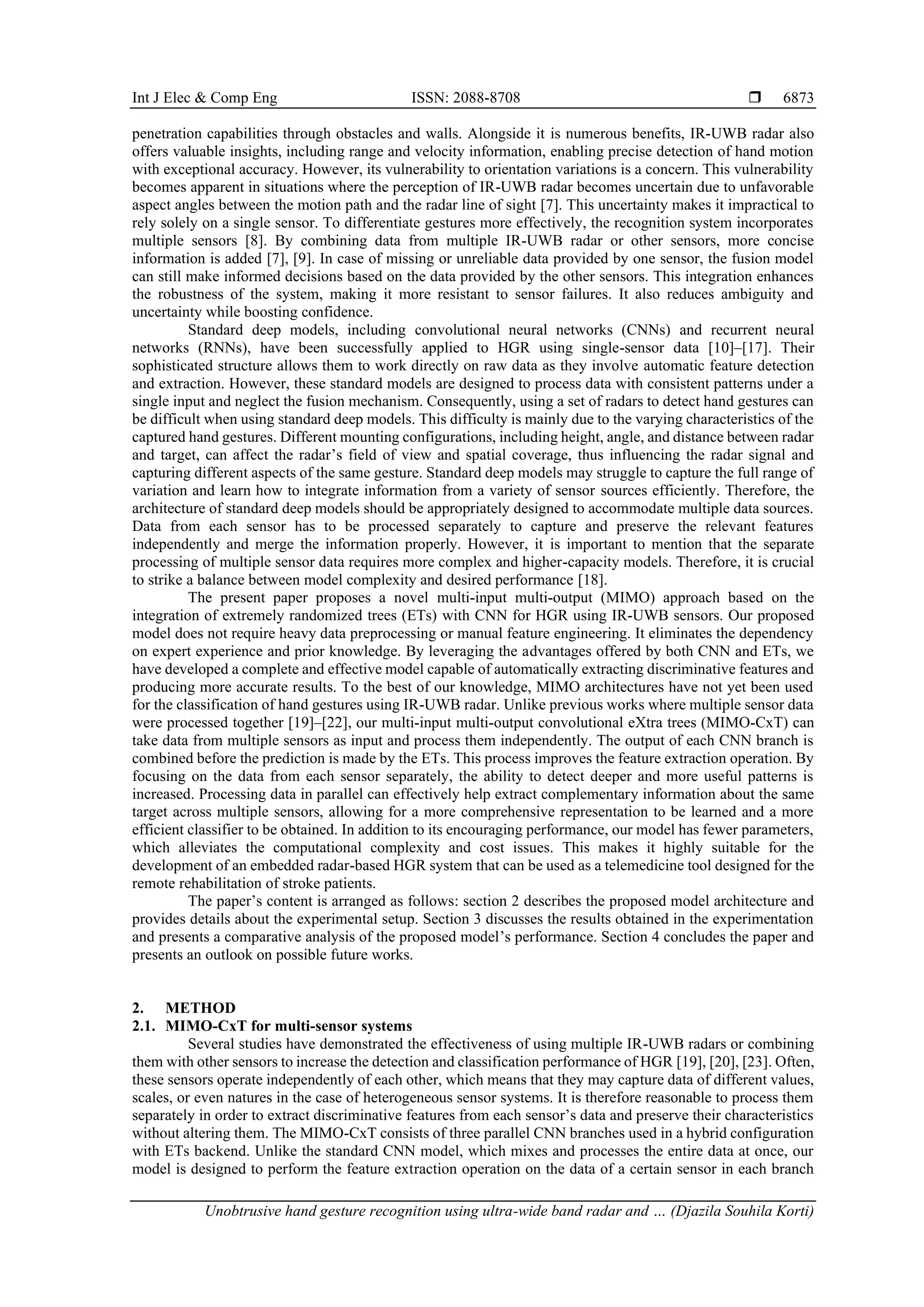 Unobtrusive hand gesture recognition using ultra-wide band radar and deep learning | PDF