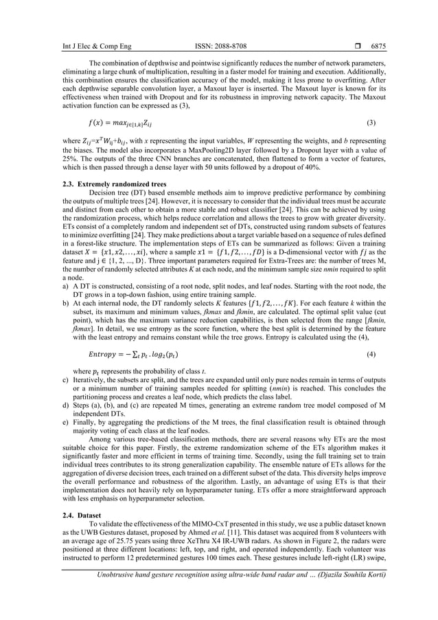 Unobtrusive hand gesture recognition using ultra-wide band radar and deep learning | PDF