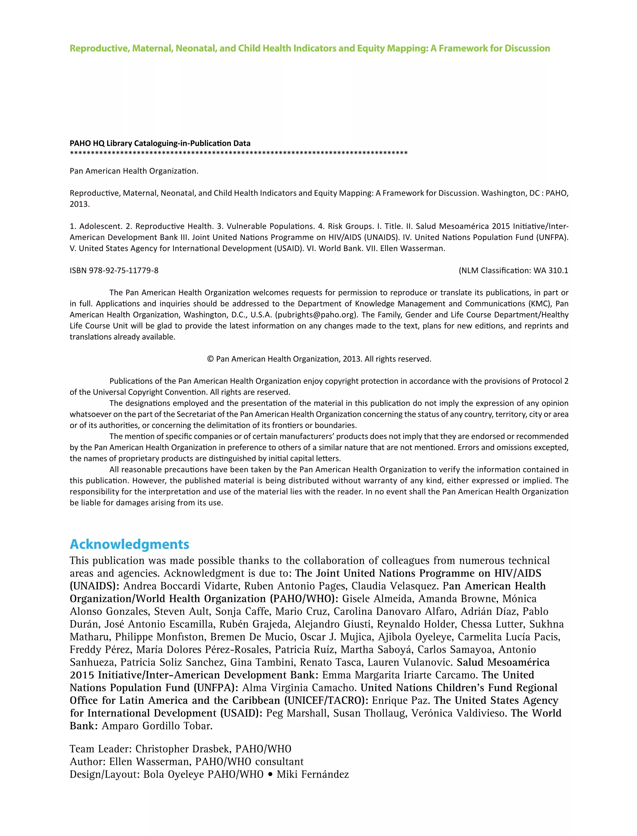 R.M.N.C.H. Indicators and Equity Mapping - A Framework for Discussion | PDF