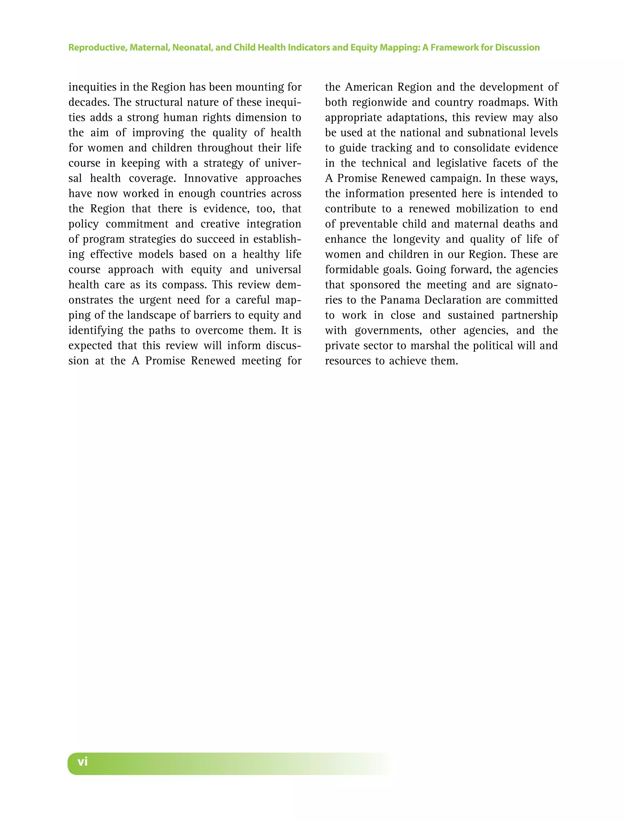 R.M.N.C.H. Indicators and Equity Mapping - A Framework for Discussion | PDF