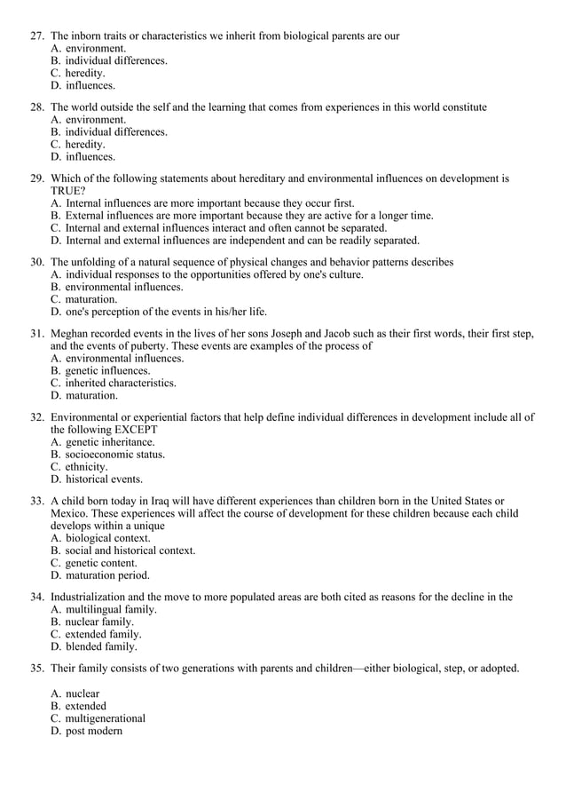 Experience Human Development Papalia 12th Edition Test Bank | PDF