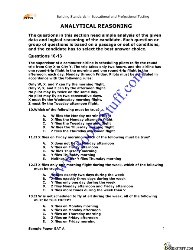 GAT NTS SAMPLE PAPERS MATERIAL PART 1 | PDF