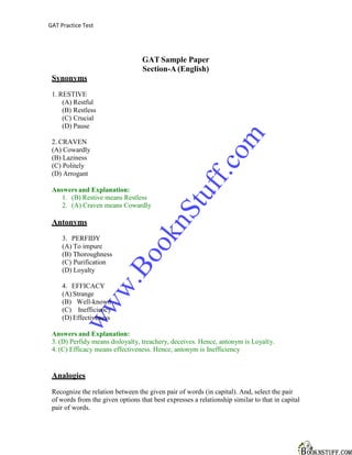 GAT NTS SAMPLE PAPERS MATERIAL PART 3 | PDF