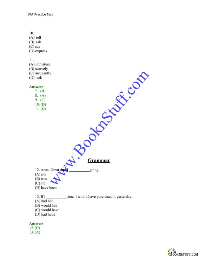 GAT NTS SAMPLE PAPERS MATERIAL PART 3 | PDF