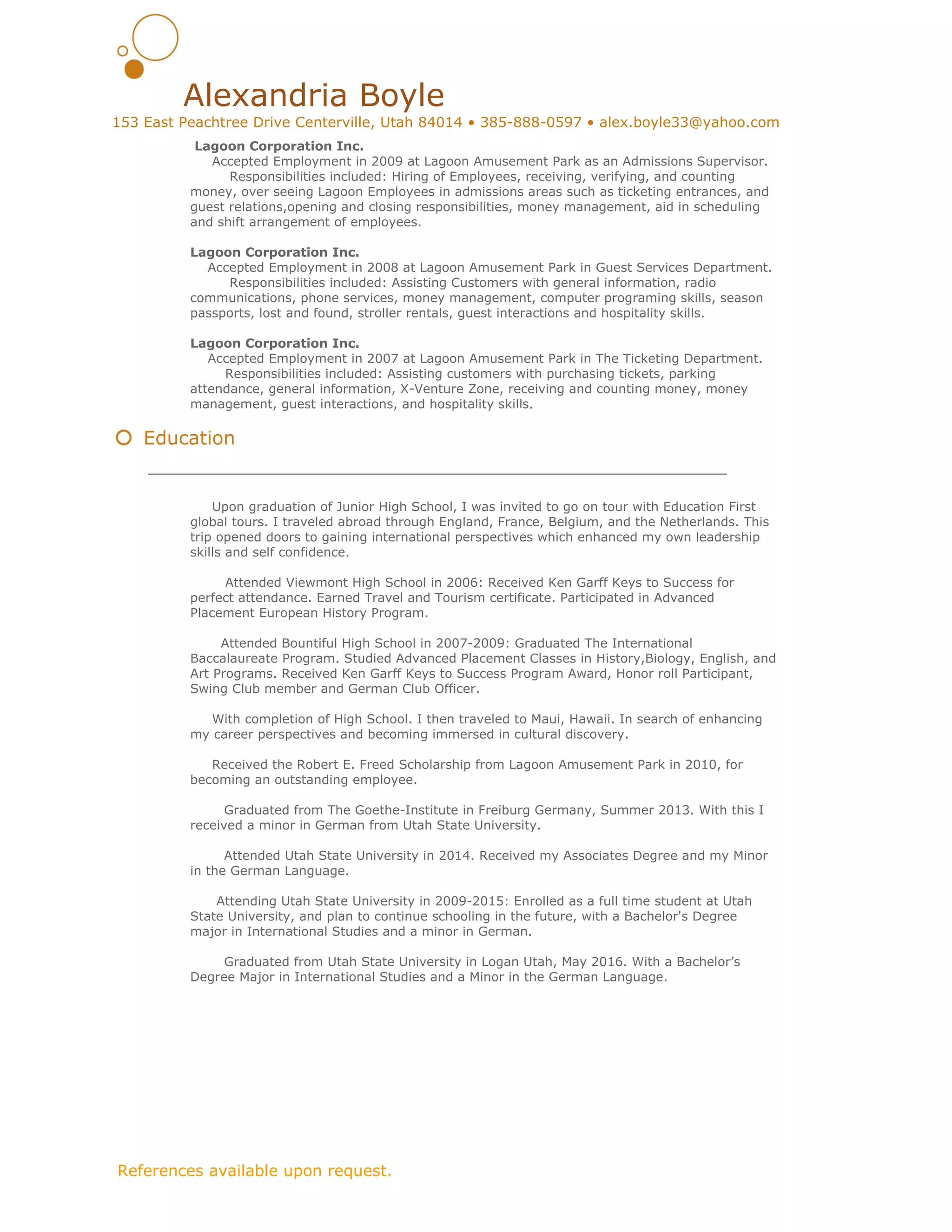 Alexandria Dawn Boyle Resume