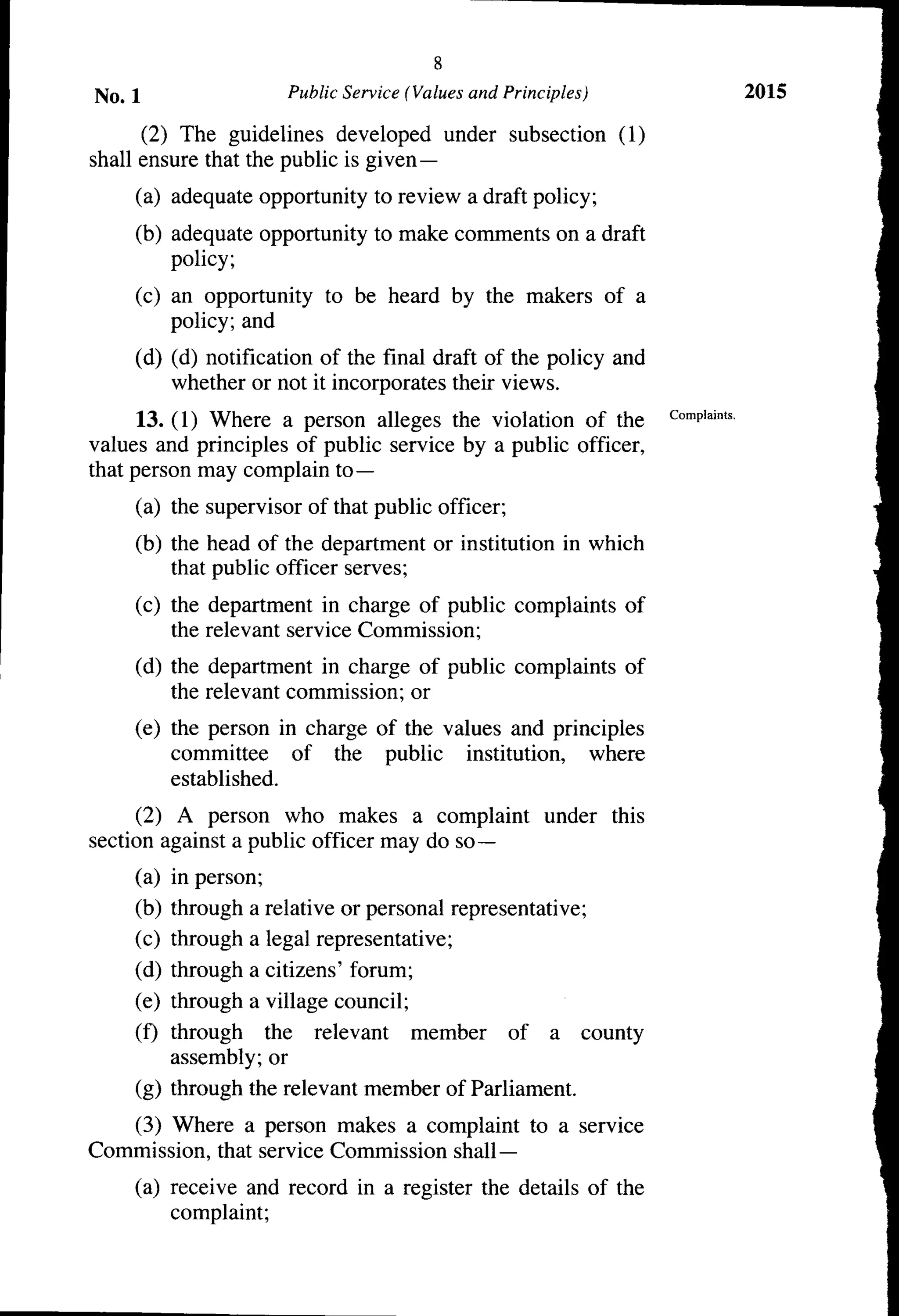 PublicService_ValuesandPrinciples_Act__No1of2015 | PDF