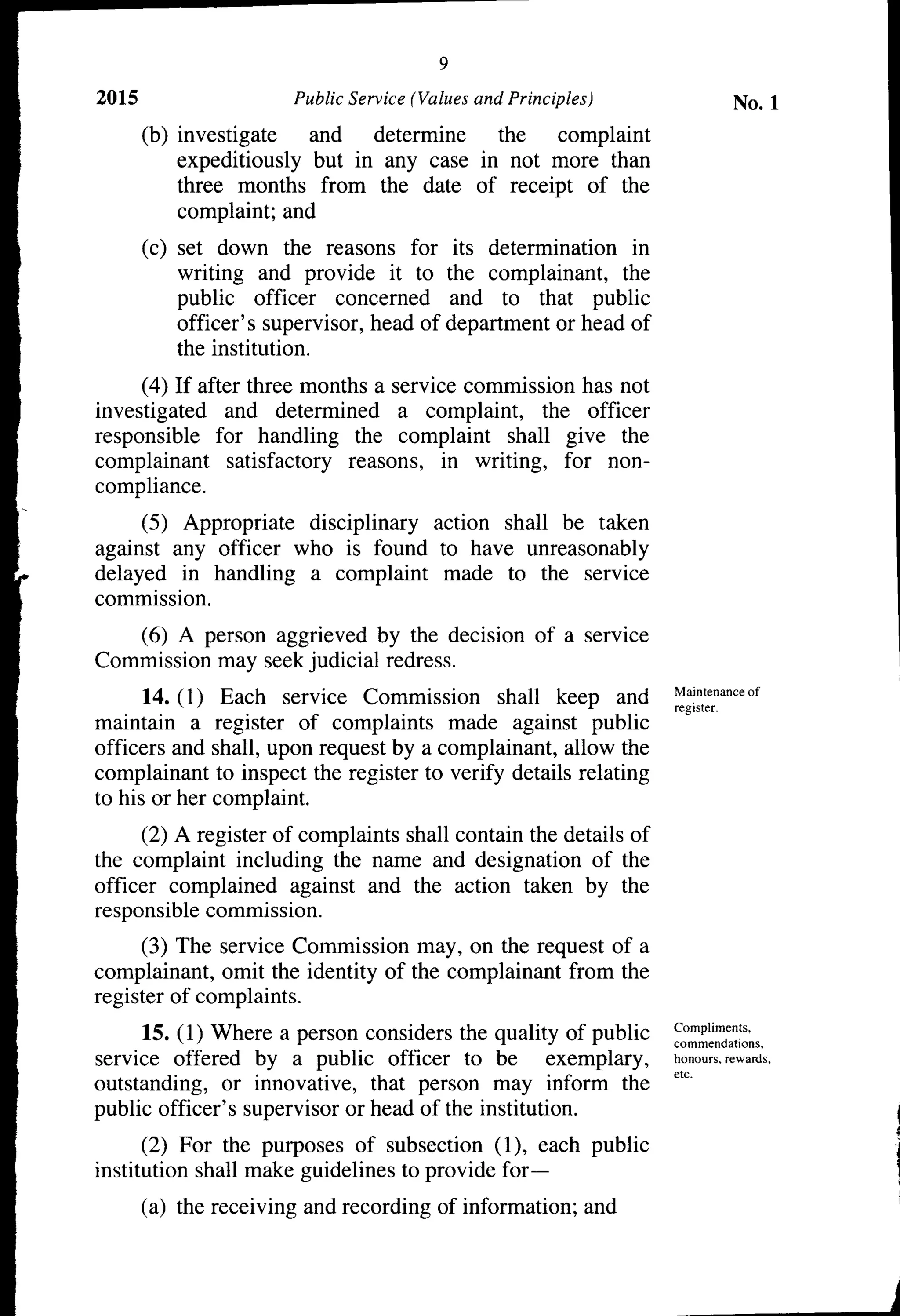 PublicService_ValuesandPrinciples_Act__No1of2015 | PDF