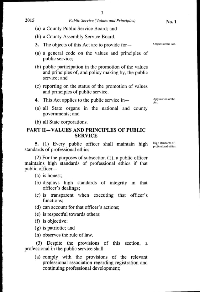 PublicService_ValuesandPrinciples_Act__No1of2015 | PDF | Law