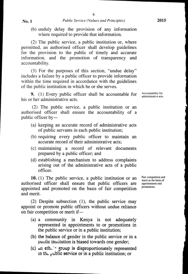 PublicService_ValuesandPrinciples_Act__No1of2015 | PDF | Law