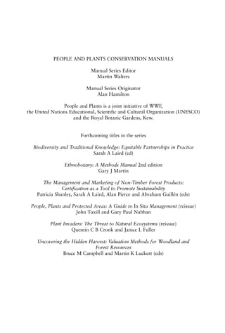Applied Ethnobotany People Wild Plant Use And Conservation 1st Anthony ...