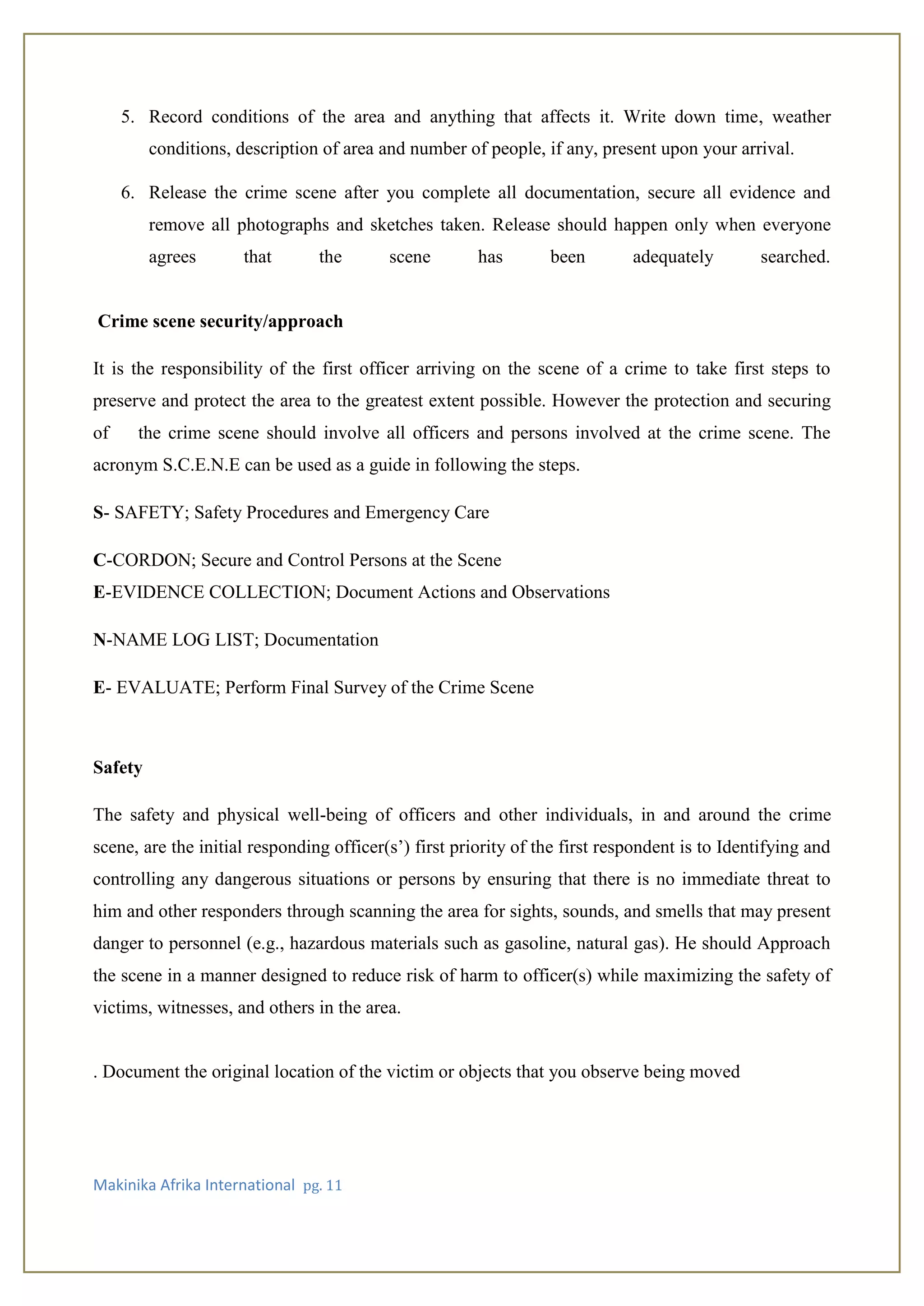 CRIME SCENE MANAGEMENT COMPILED | PDF