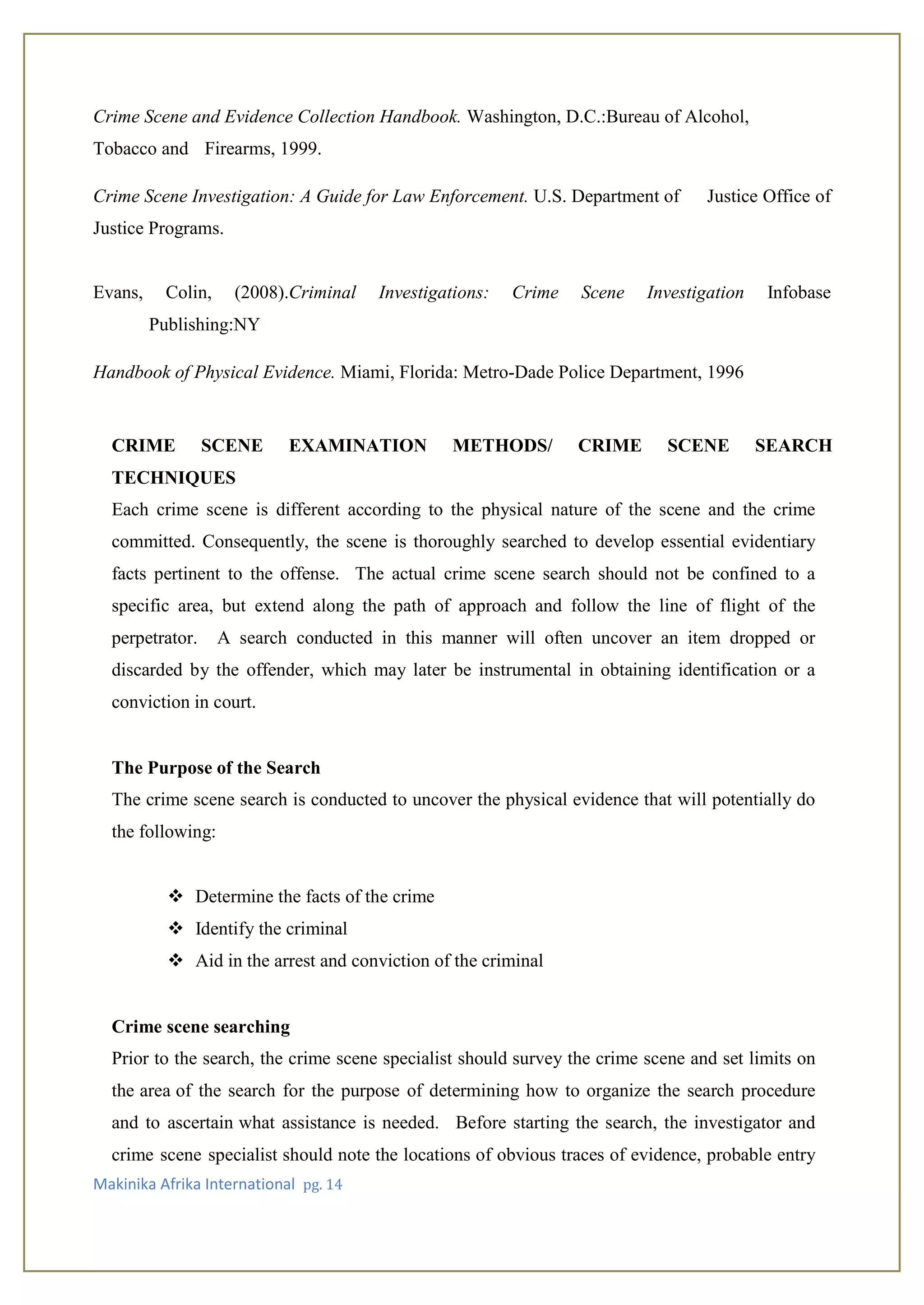 CRIME SCENE MANAGEMENT COMPILED | PDF