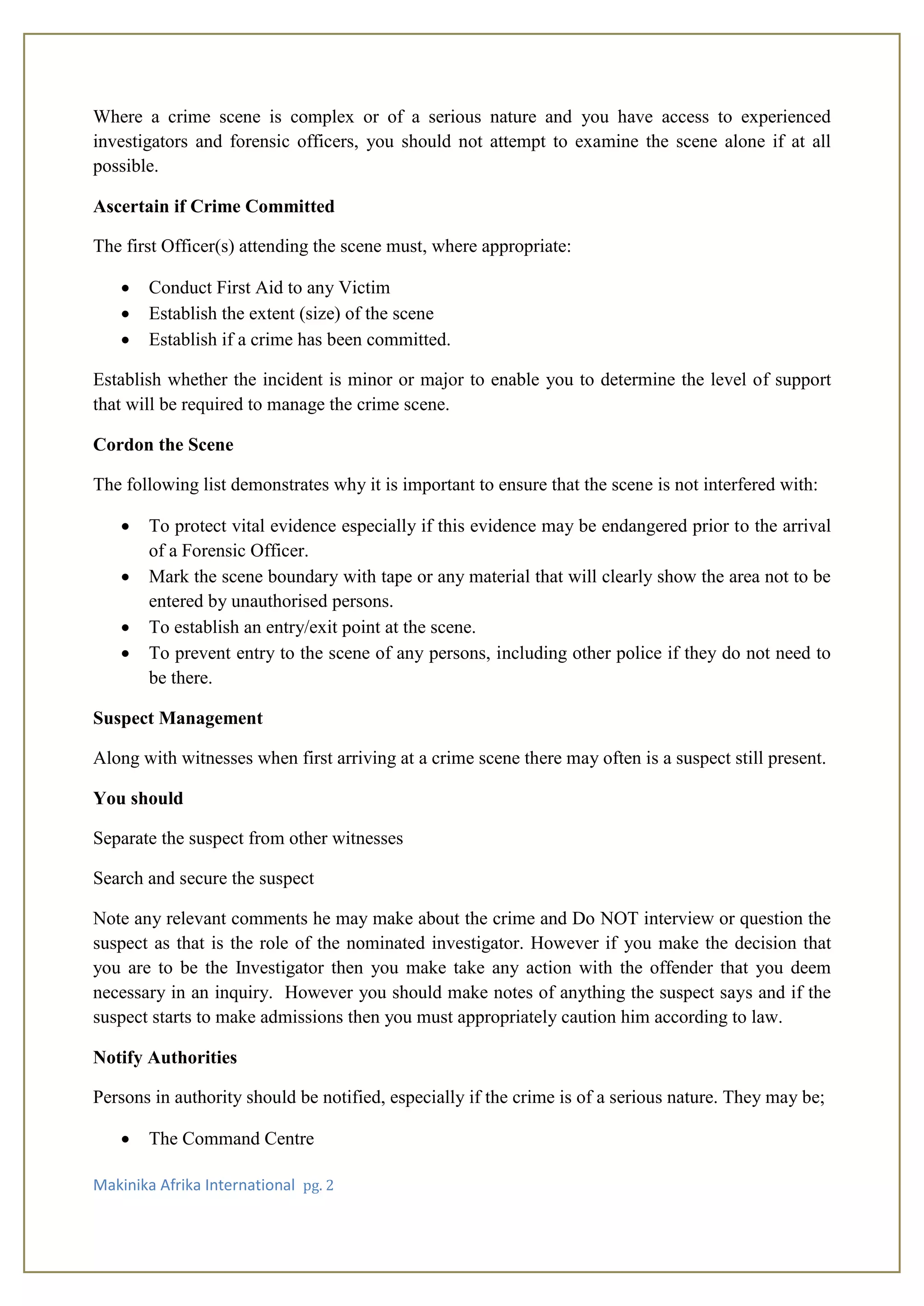 CRIME SCENE MANAGEMENT COMPILED | PDF