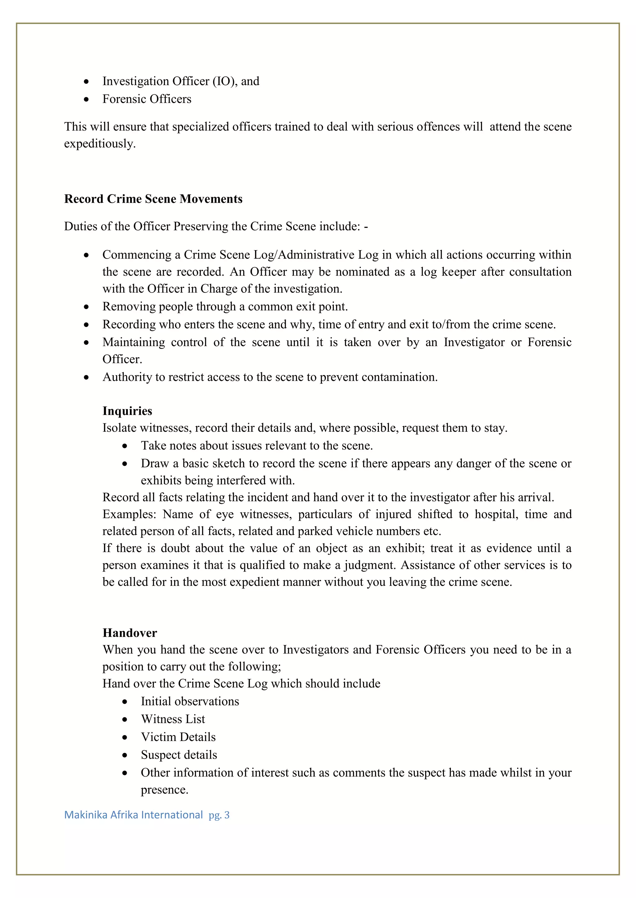 CRIME SCENE MANAGEMENT COMPILED | PDF