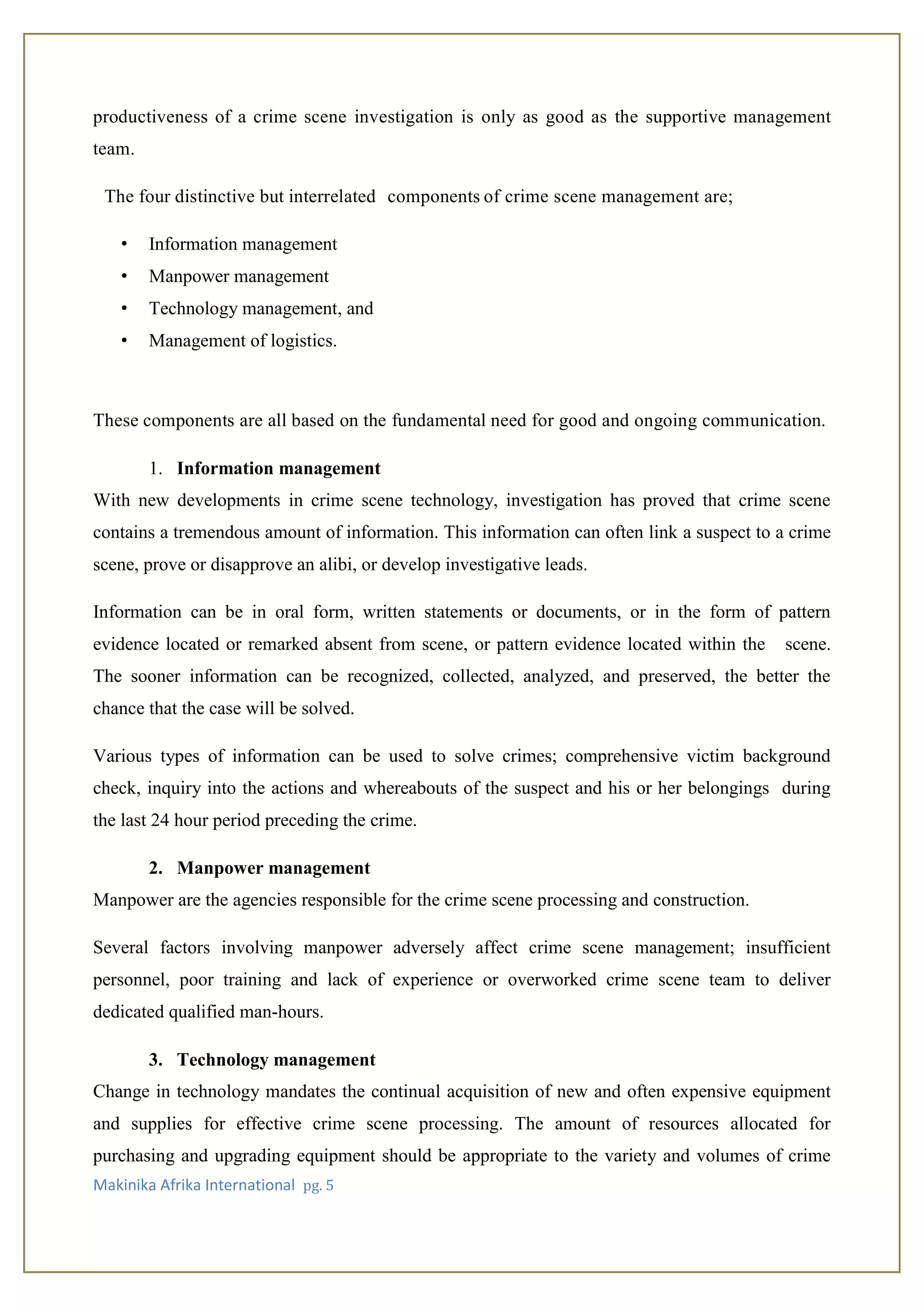 CRIME SCENE MANAGEMENT COMPILED | PDF