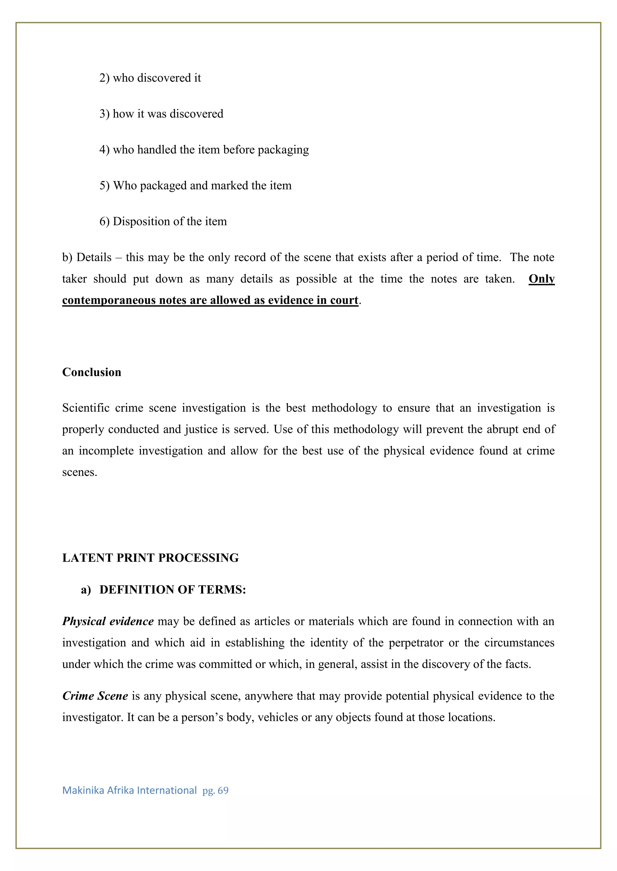 CRIME SCENE MANAGEMENT COMPILED | PDF