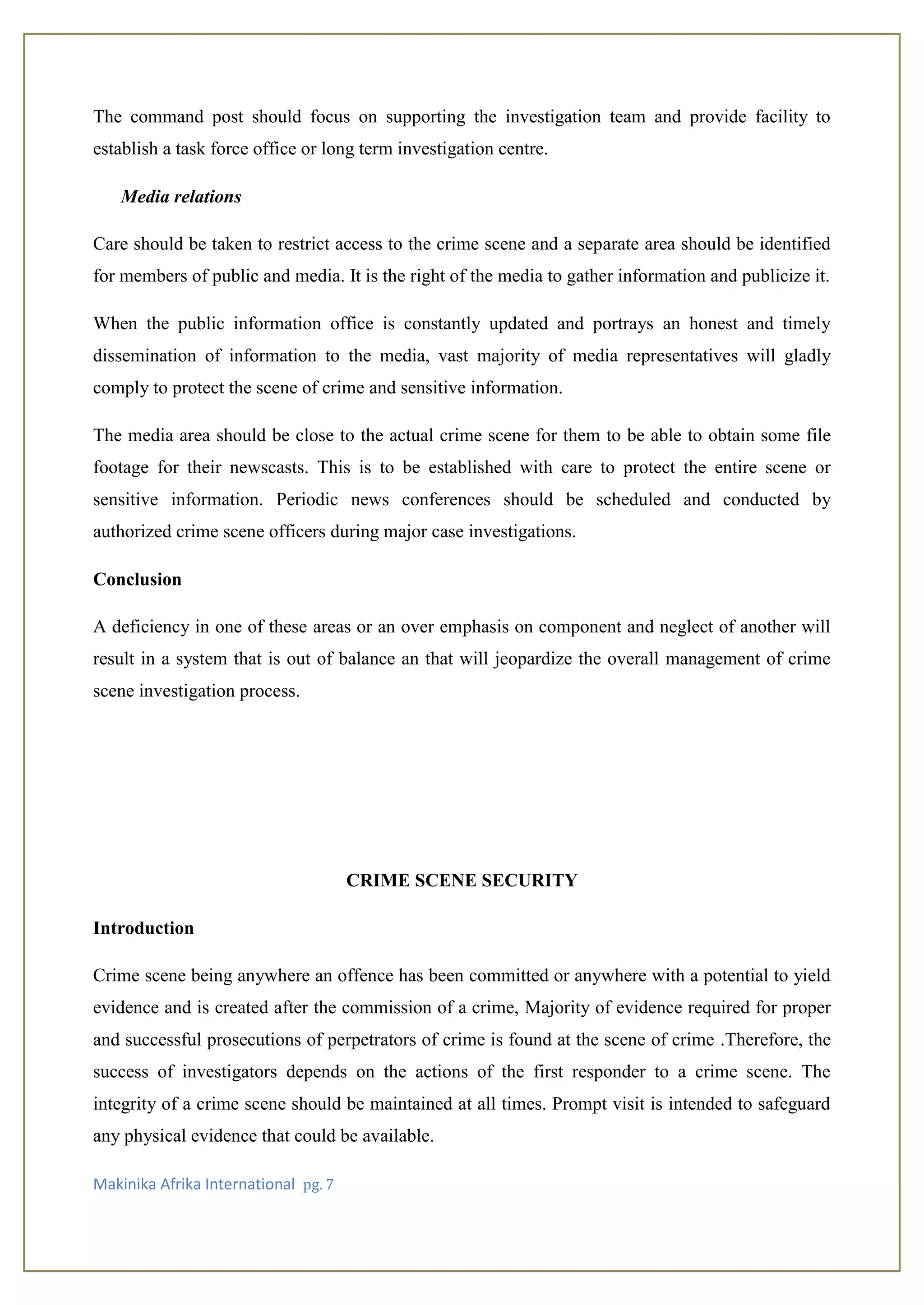 CRIME SCENE MANAGEMENT COMPILED | PDF