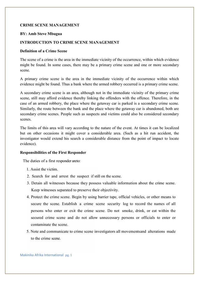 CRIME SCENE MANAGEMENT COMPILED | PDF