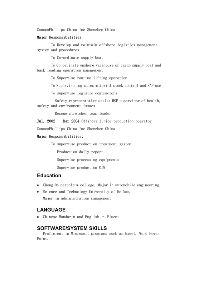 CV Li Li | PDF | Civil Engineering Industry | Industries