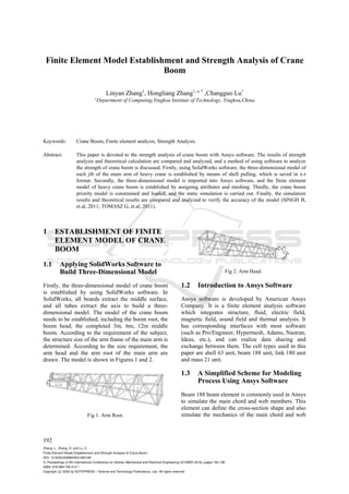 Finite Element Model Establishment and Strength Analysis of Crane Boom | PDF