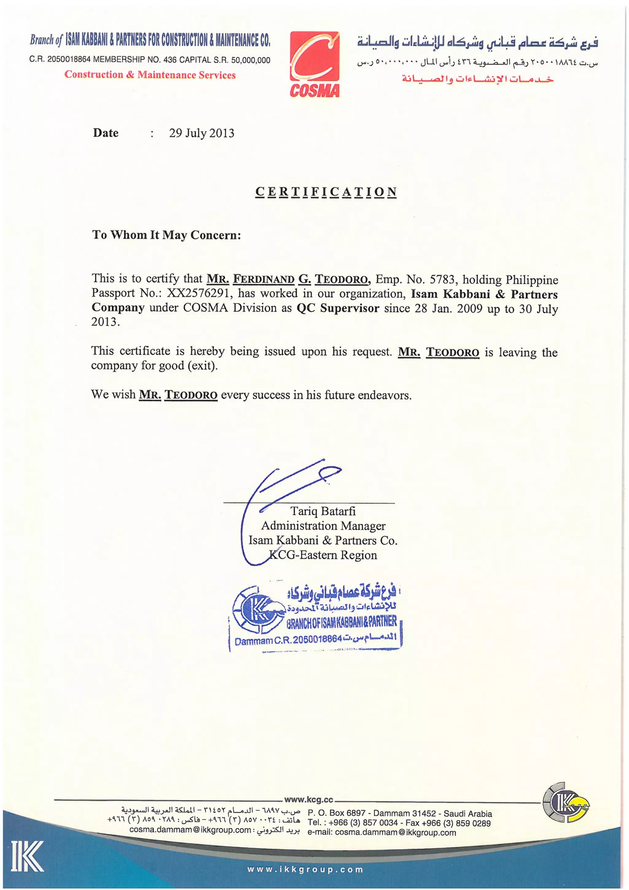 abroad employment certificates | PDF