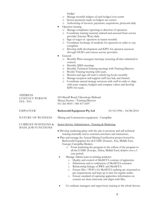 Resume elmarie van rooyen 2014c | PDF | Business Administration | Business