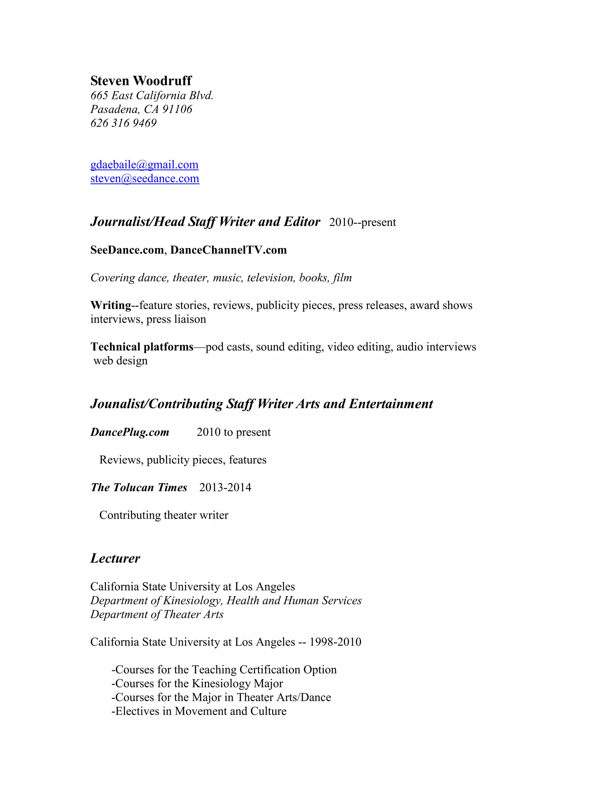 current resume | PDF | Music | Entertainment