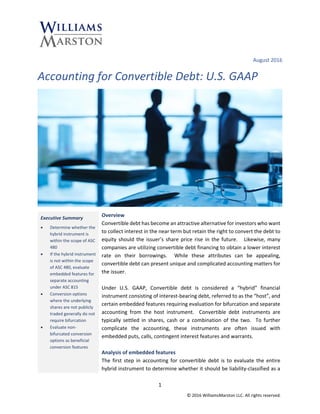 Accounting for Convertible Debt - August 2016 FINAL | PDF