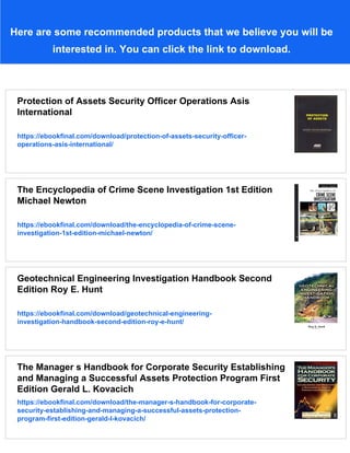 Protection of Assets Investigation Michael E. Knoke | PDF