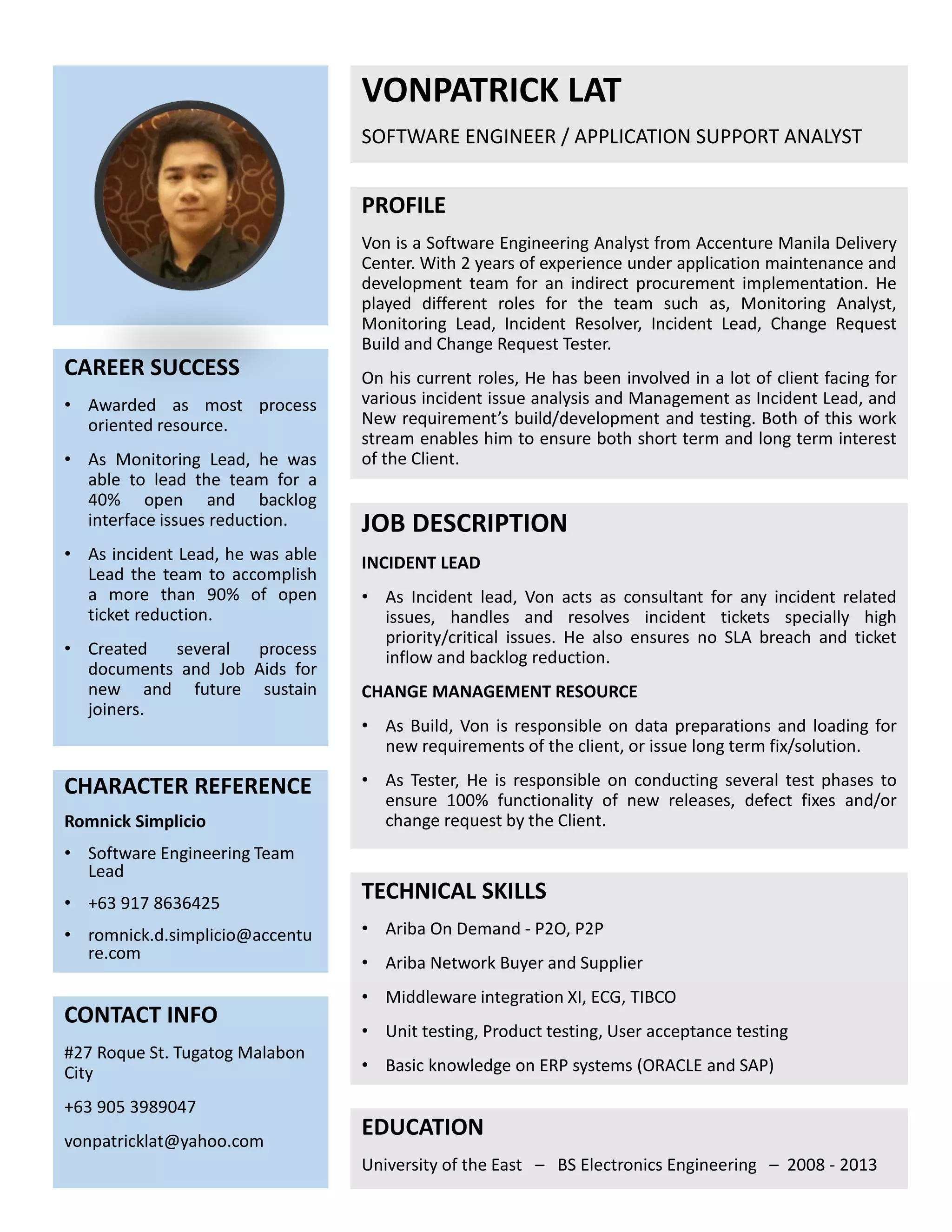 CV - Vonpatrick Lat | PDF | Computer Software and Applications | Computing