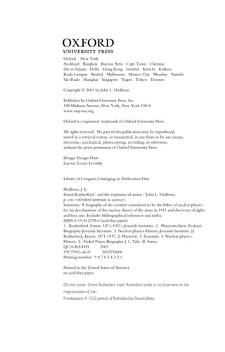 Ernest Rutherford And The Explosion Of Atoms Oxford Portraits In ...