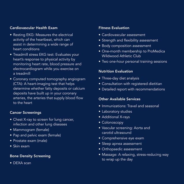ProMedica Executive Health Program Brochure | PDF | Heart and Cardiovascular Diseases | Diseases ...