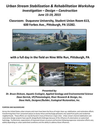 Urban Stream Stabilization & Rehabilitation Workshop Pittsburgh PA June ...