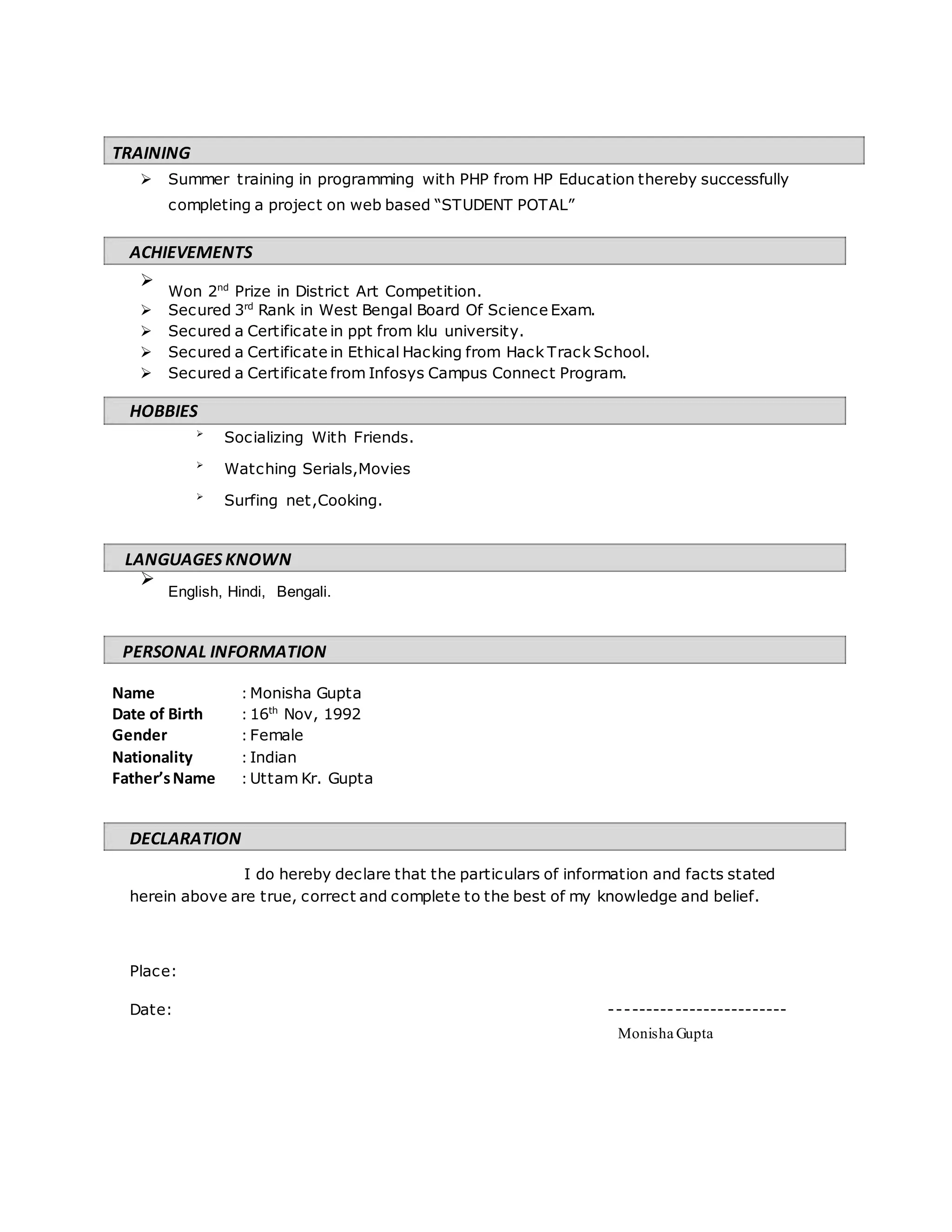 Monisha new resume | DOCX
