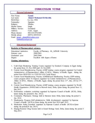 CURRICULUM VITAE , Dr.Gamal Ahmed | DOCX