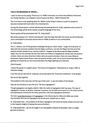 MLK Speech TAMC 20 Jan 2015 | PDF
