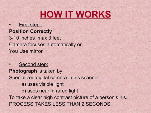 Envisioning the future using iris scanning biometrics | PPT