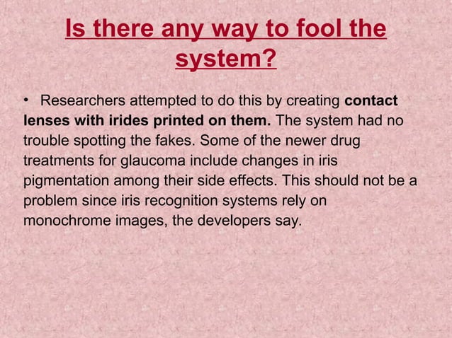 Envisioning the future using iris scanning biometrics | PPT