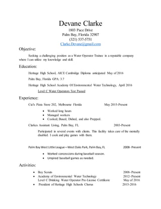 Clarke Devane_Resume | PDF