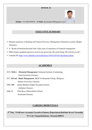 Dinesh .M(Resume-Accounts & Finance) | PDF