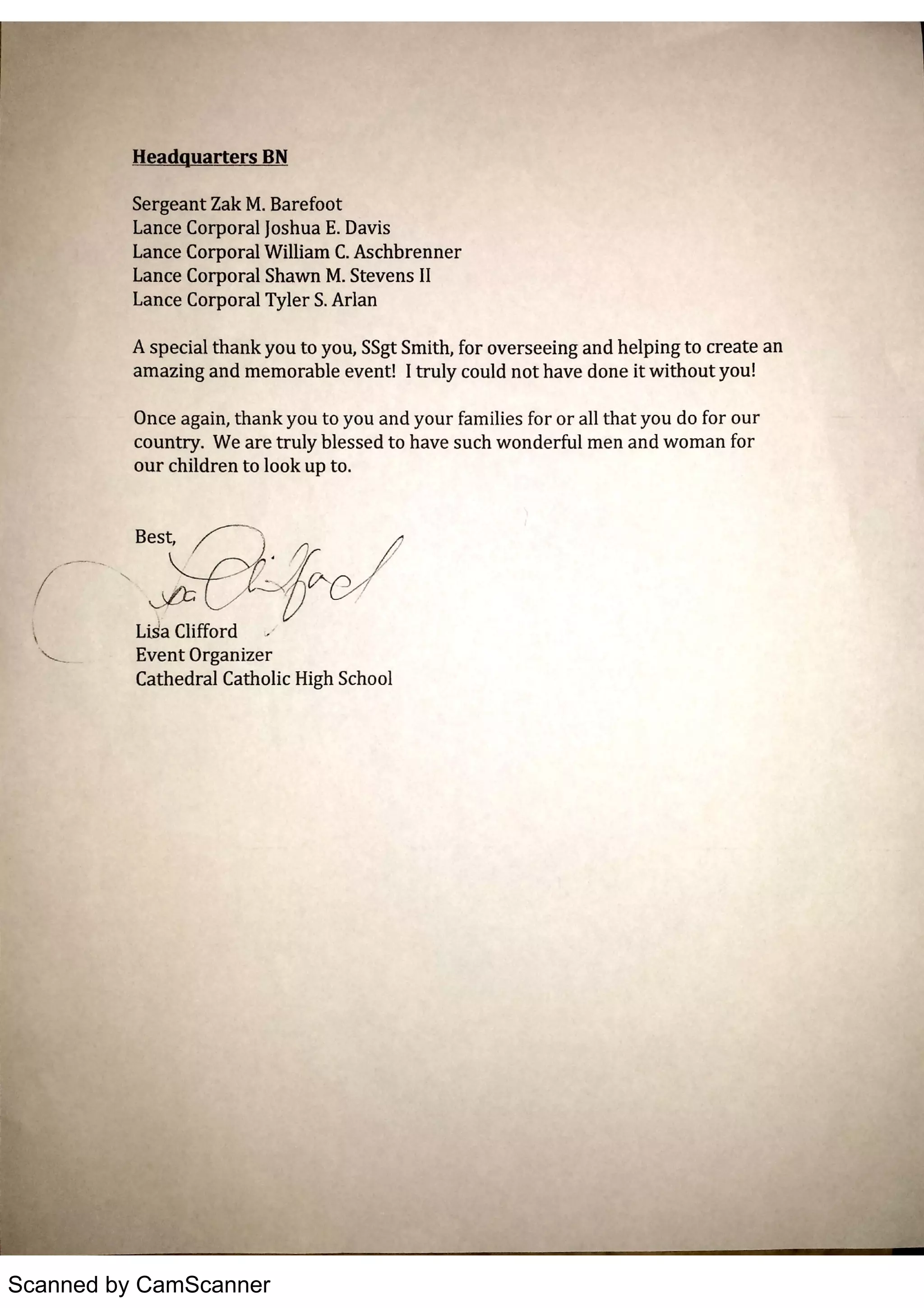 Letter of Appreciation-Colorguard | PDF