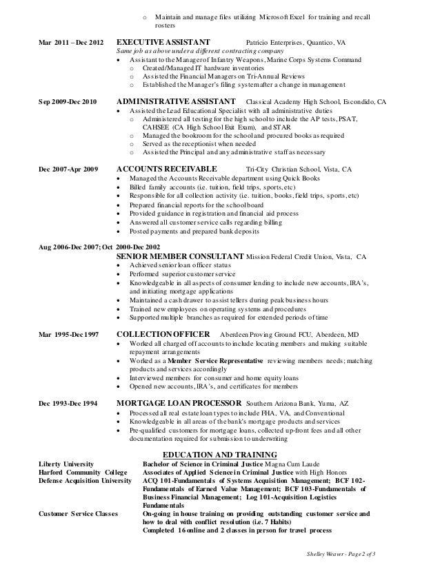 Weaver, Shelley Resume
