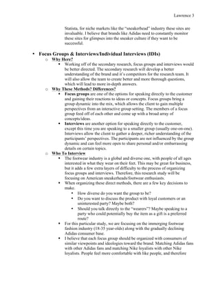 Adidas 'Sneakerhead Market' Research Plan | PDF