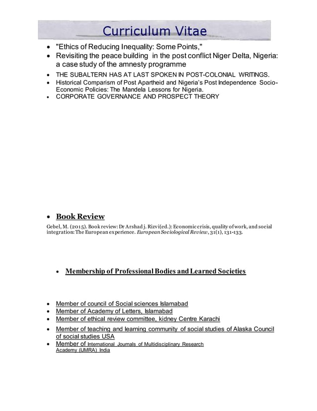 CV of DR Arshad Javed Rizvi | PDF