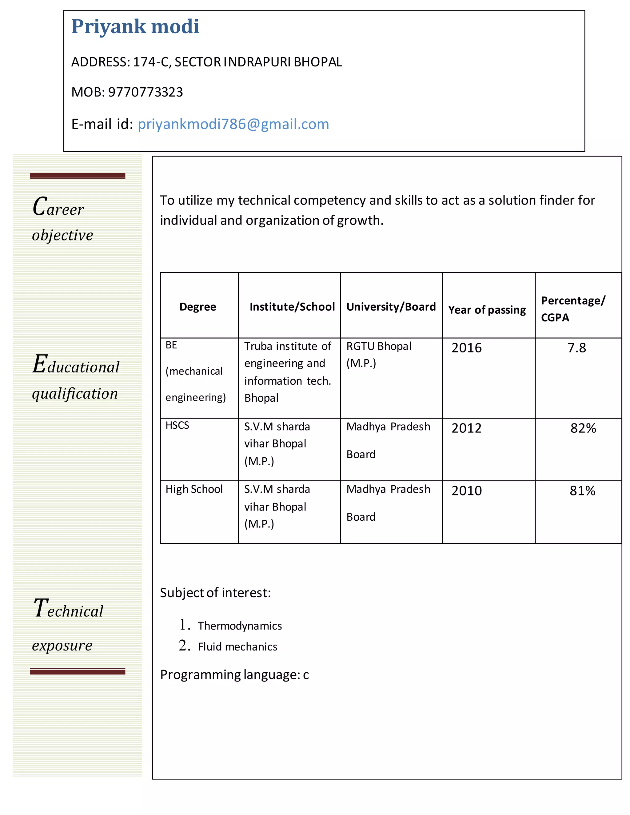 priyank resume1 | DOCX
