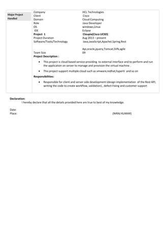 NirajKumar(Exp 3yr Java) | PDF