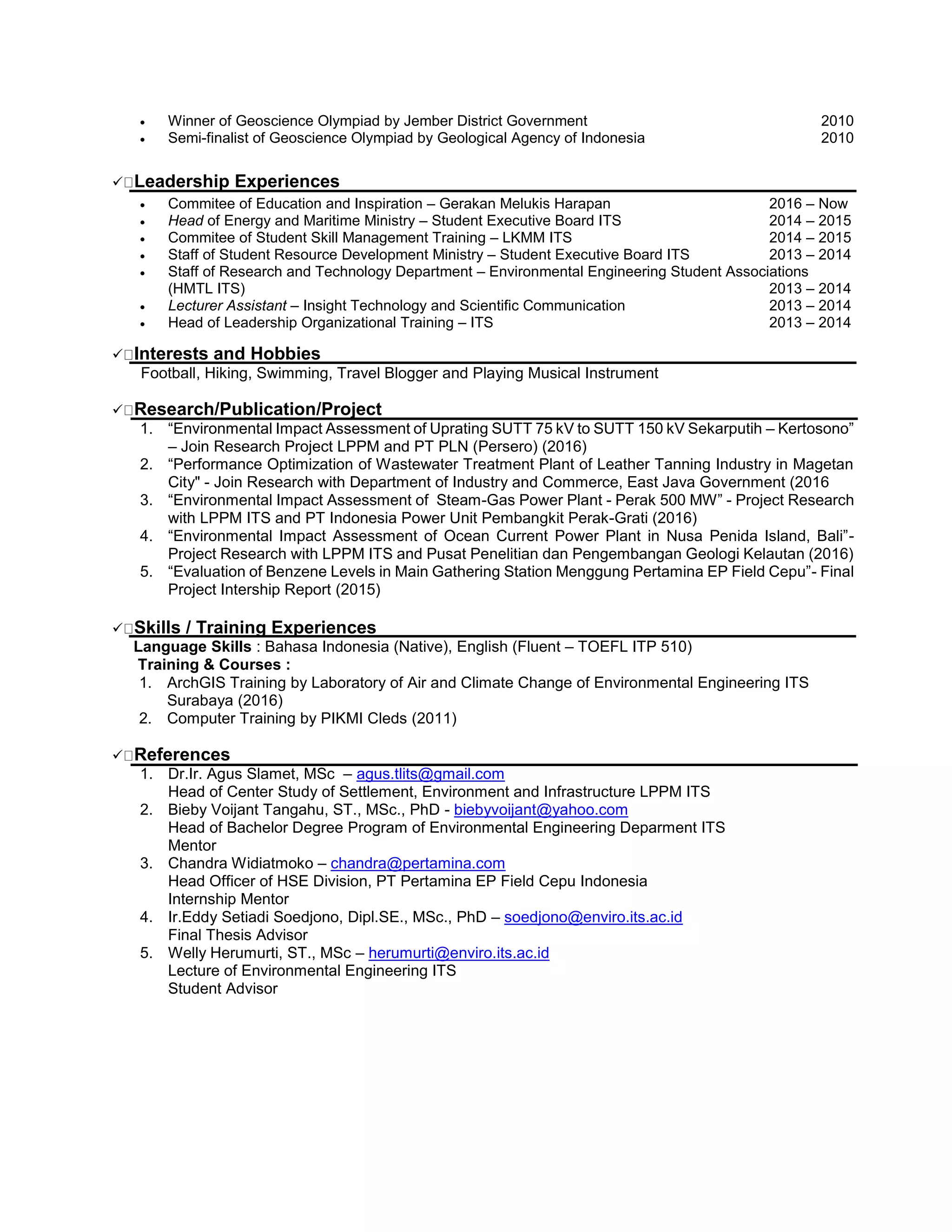 Curriculum Vitae Sunanto ST (English) | PDF