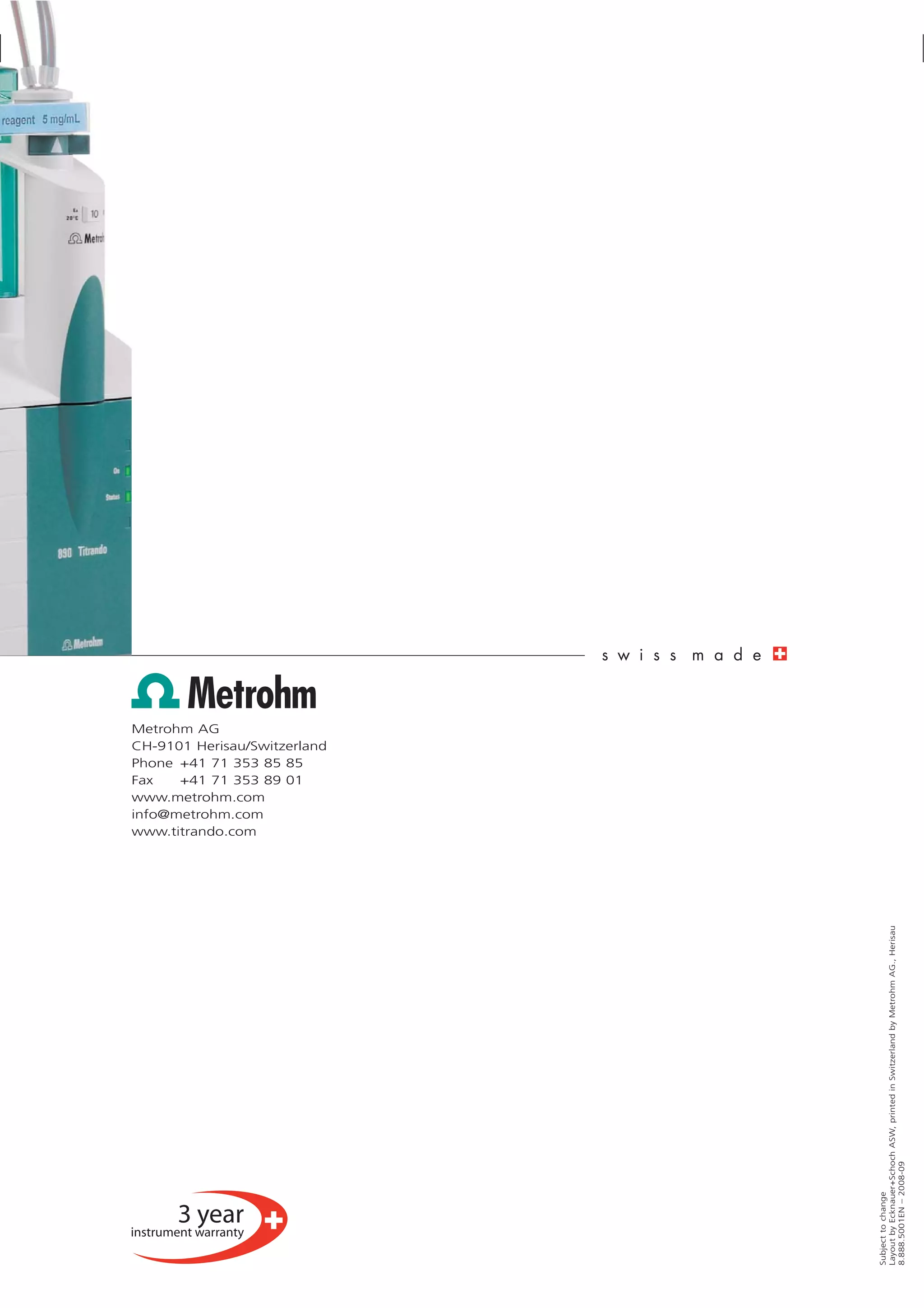 888 Titrando for Titration Applications from Metrohm | PDF