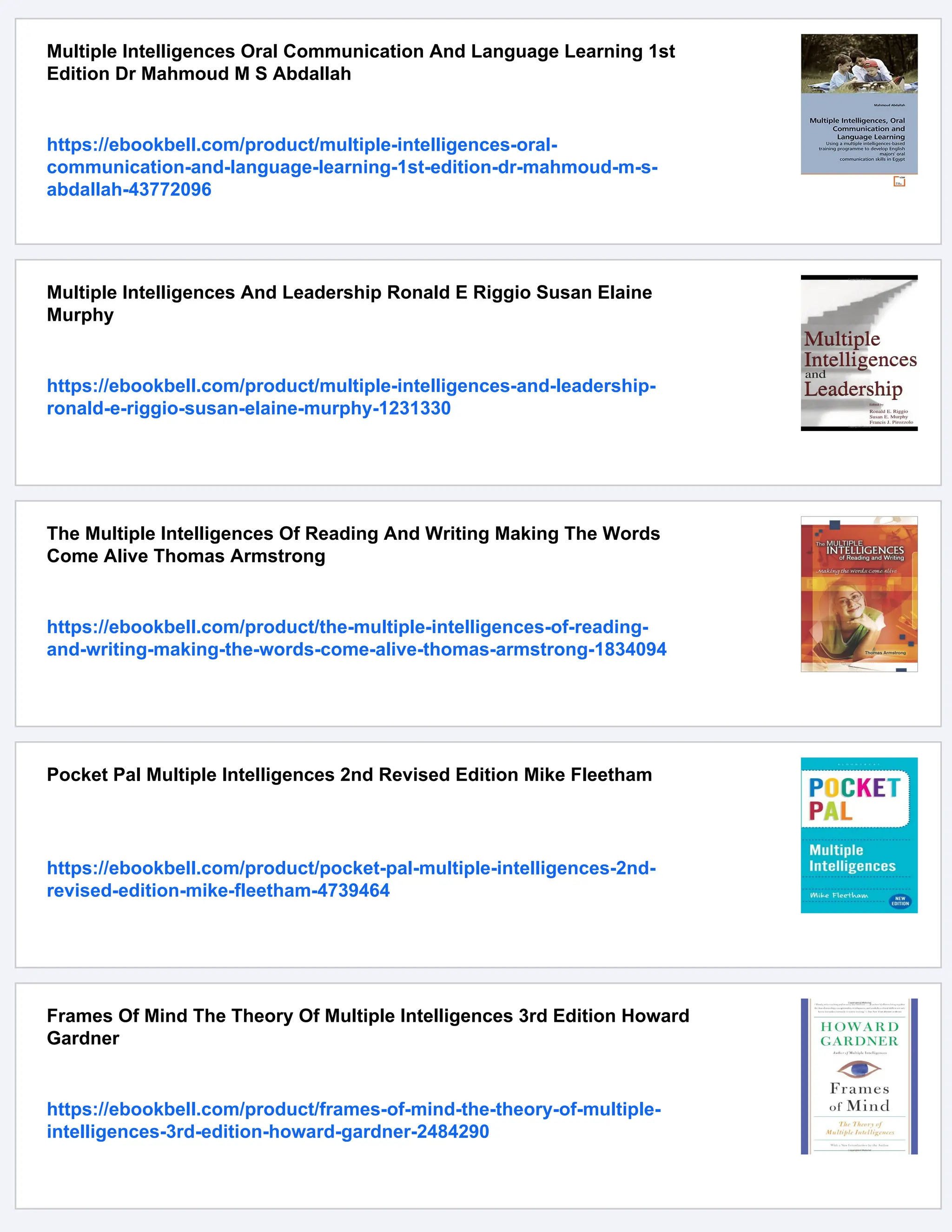 Multiple Intelligences In The Elementary Classroom A Teachers Toolkit ...