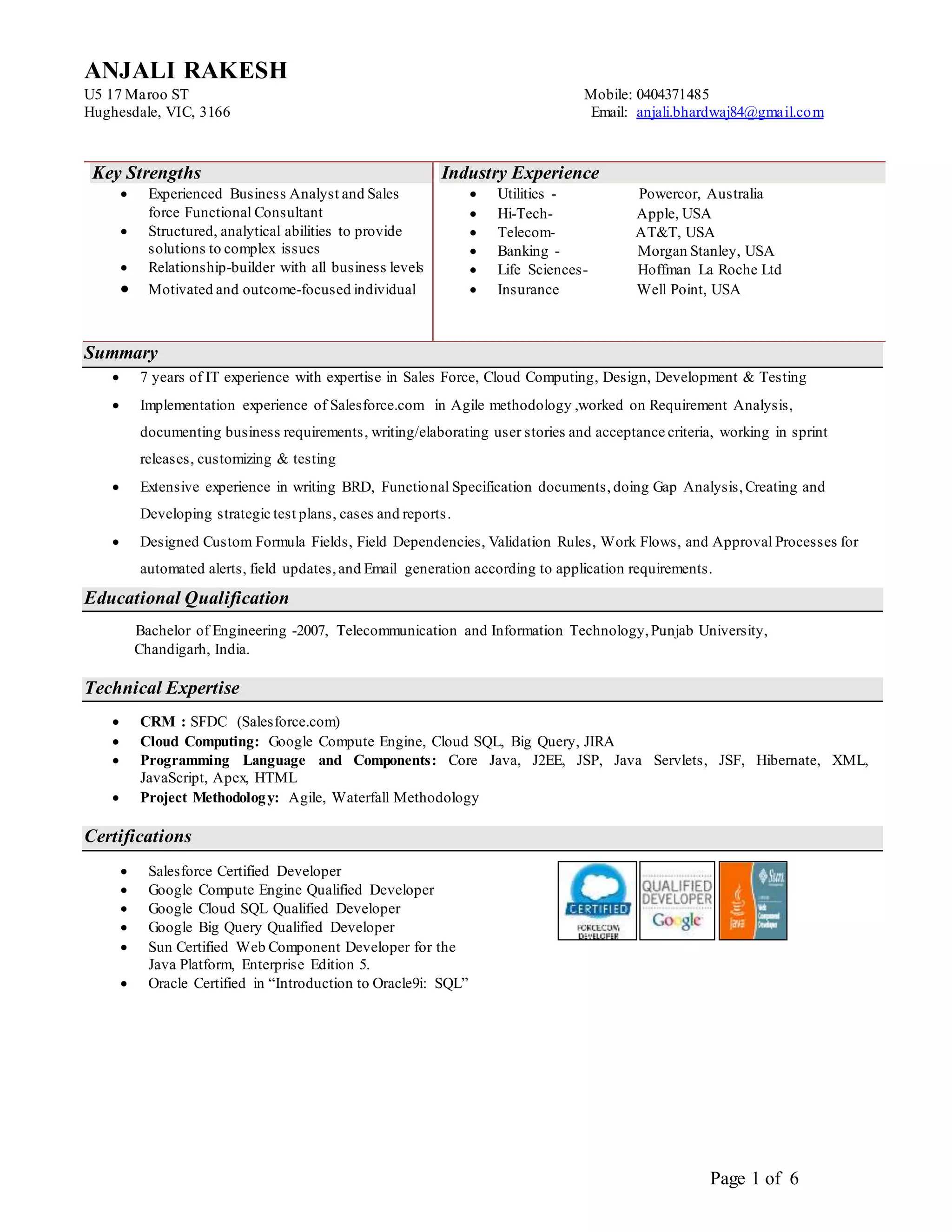 Resume_Anjali Rakesh_BA_Sales Force | DOCX